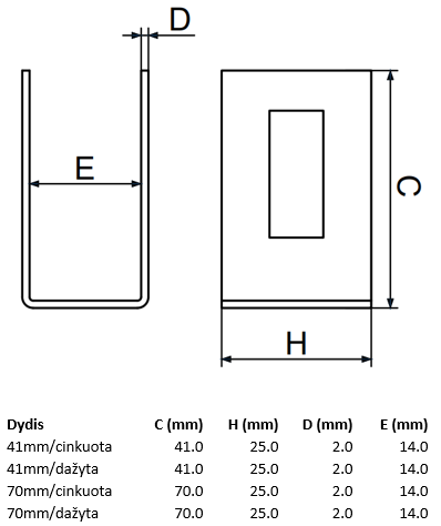 "U" formos universalus laikiklis segmentinei tvorai